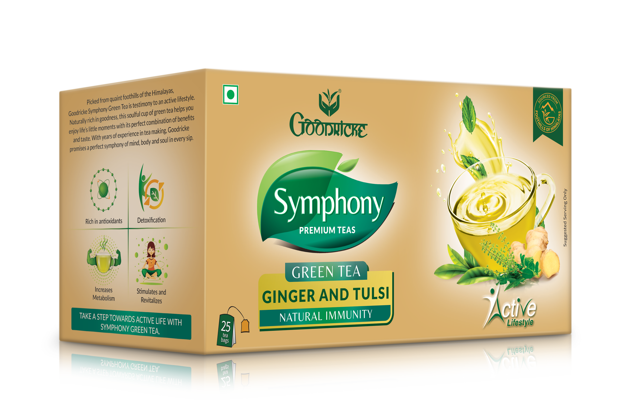 Buy Symphony Ginger & Tulsi Green Tea, 25 Bags - Goodricke